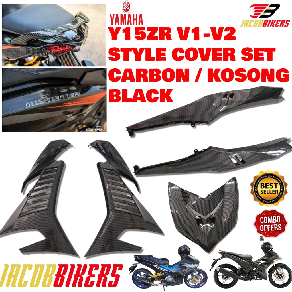 YAMAHA Y15ZR V1-V2 STYLE COVER SET CARBON / KOSONG MATT BLACK ( design ...