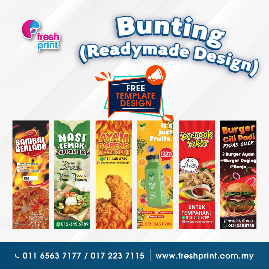 BUNTING MAKANAN / BUNTING STALL 380gsm | Shopee Malaysia