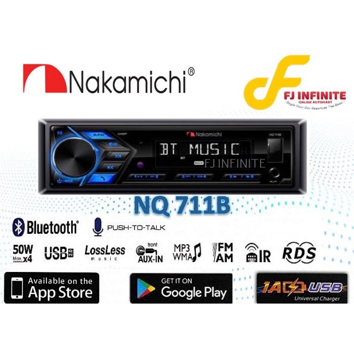 Nakamichi NQ711B USB, AM/FM radio, Bluetooth, Aux-In single din player ...