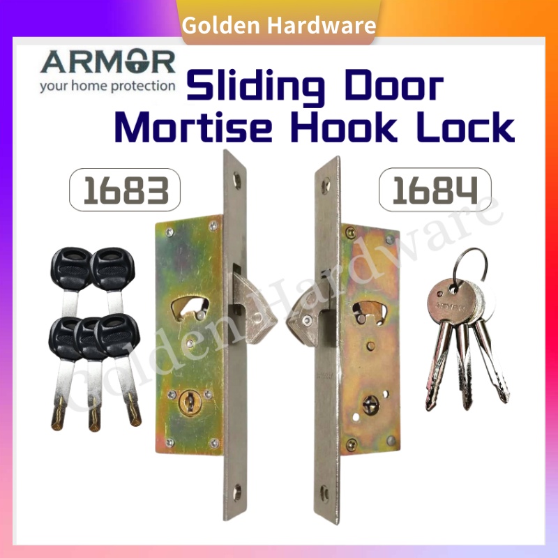 ARMOR Sliding Door Mortise Hook Lock / Deadlock (1683 / 1684) 推拉门插芯钩锁 ...