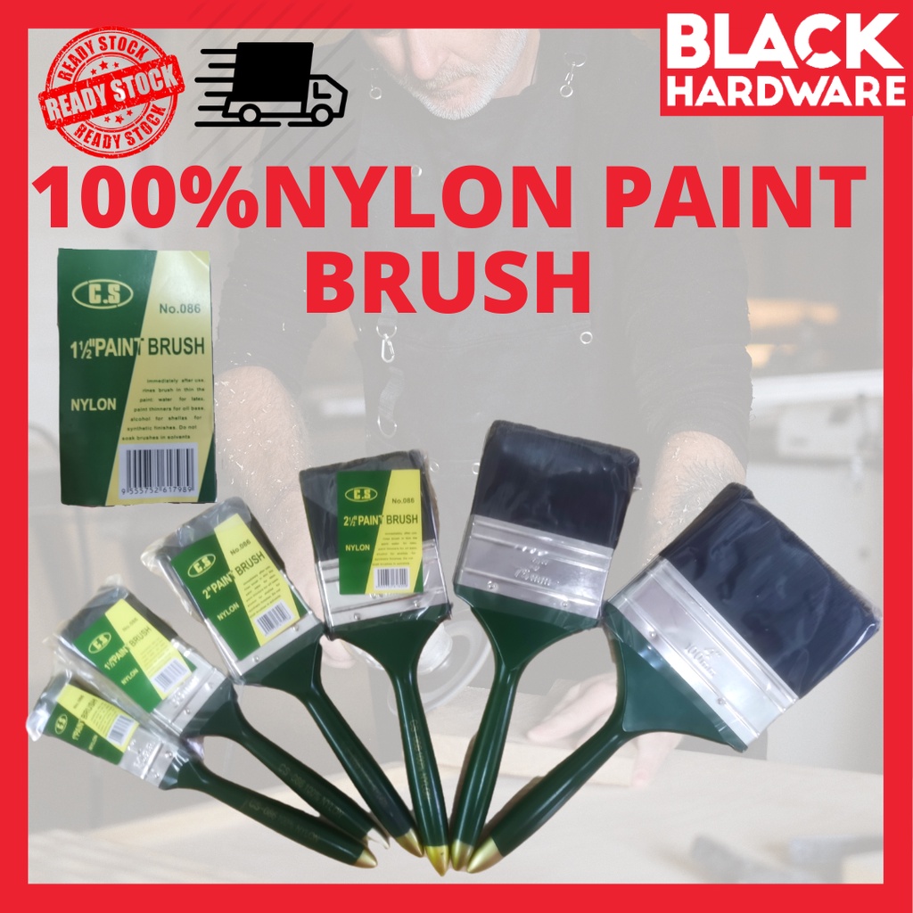 BLACK HARDWARE NYLON Wall Painting Oil PAINT BRUSH Set Brushes Berus Cat Air Minyak Halal ...