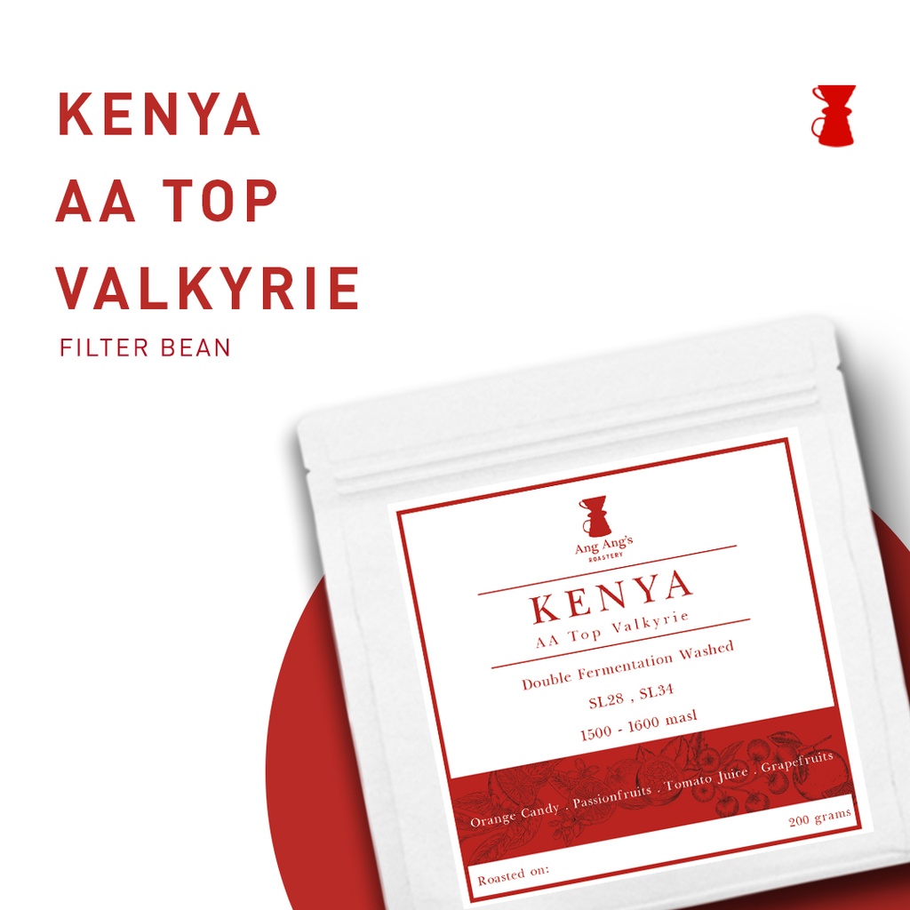 Ang Ang's Roastery "Limited Series" Single Origin Coffee Bean - Kenya AA Top Valkyrie (200g ...