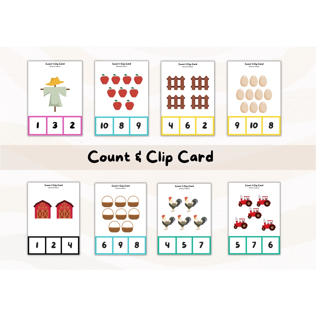 PRINTABLE Count and Clip Cards 1-10 | Preschool Counting | Shopee Malaysia