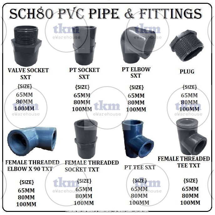 65MM/80MM/100MM PVC SCH80 PIPE & FITTINGS V.SOCKET/PT.SOCKET/PT ...