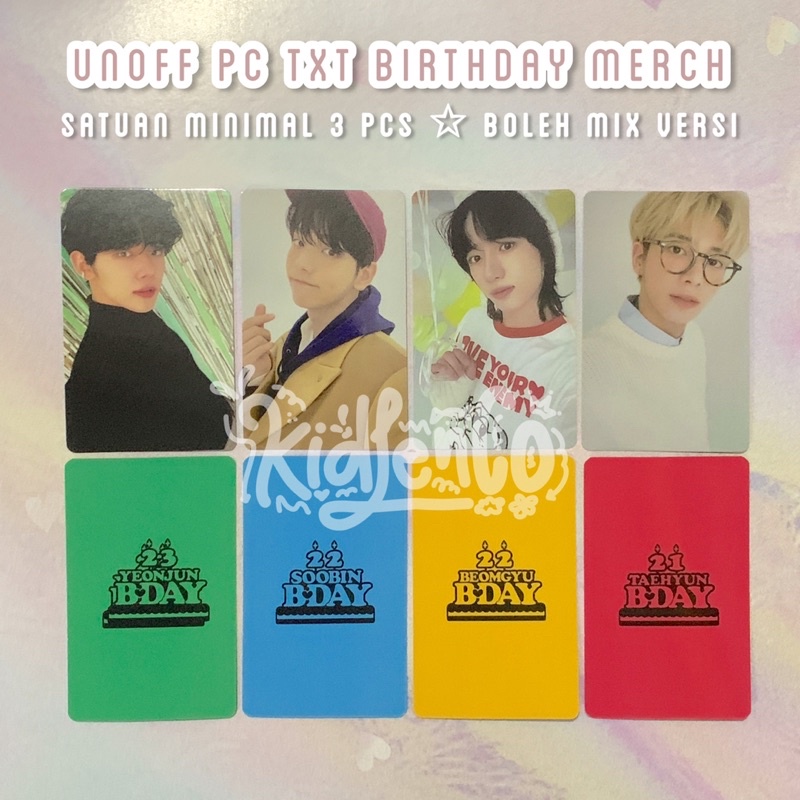 [MIN 3] DUPE TXT BIRTHDAY MERCH unofficial premium photocard bday ...