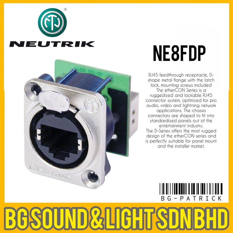 NEUTRIK NE8FDP RJ45 feedthrough receptacle, D-shape metal flange with ...