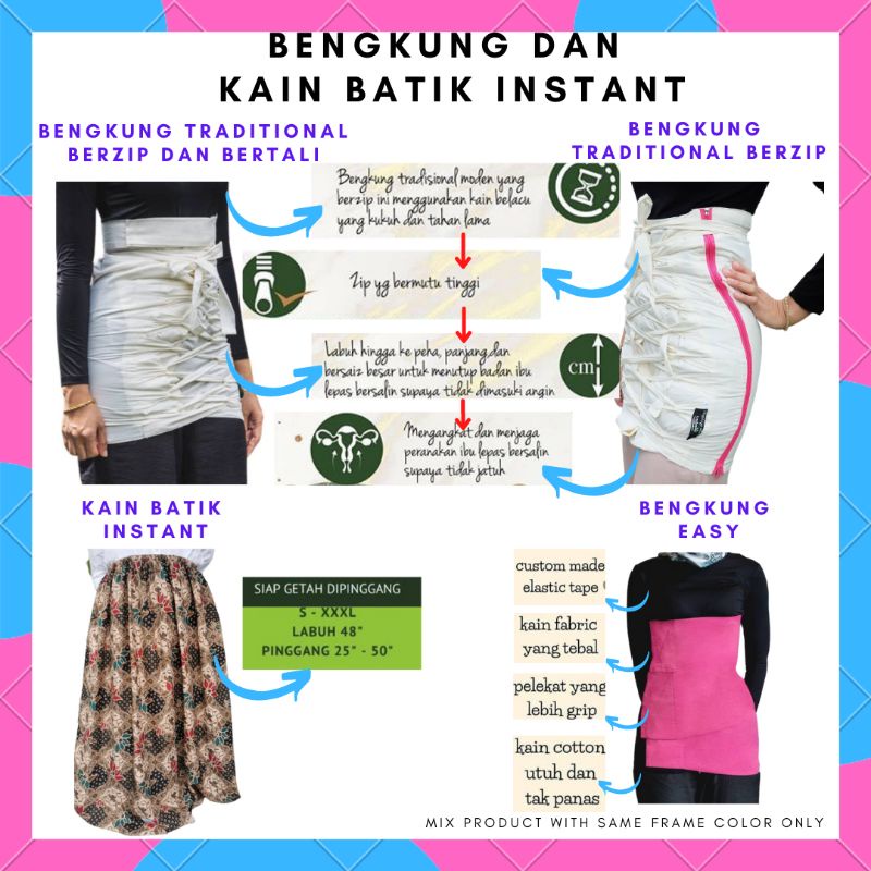Bengkung Zip dan Tali|Bengkung Instant|Kain Batik Instant| Ibu Bersalin ...