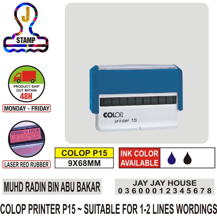 Cop Nama Stamp COLOP Printer Line Self-inking Custom Made Stamp | Shopee Malaysia