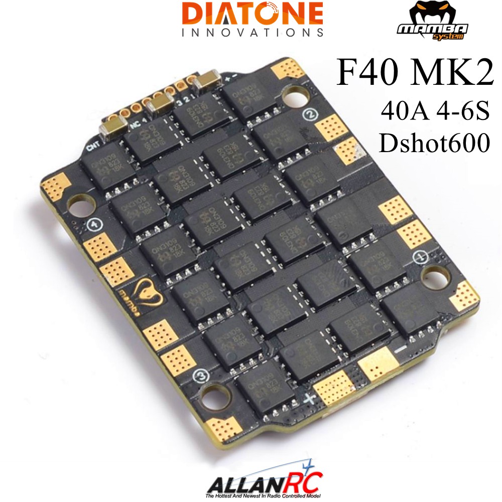 Diatone MAMBA F40-MK2 40A 4-6S Dshot600 4 IN 1 Blheli_S Brushless ESC ...