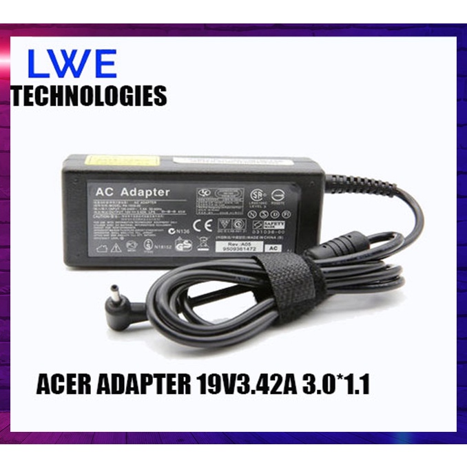 acer 3.42a 3.0mm x 1.1mm Small Pin 65W Charger Acer Aspire 3 Charger ...