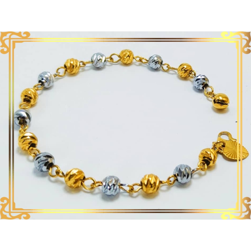 Bracelet (6mm) 24K Gold Plated (Rantai Tangan Emas Korea) | Shopee Malaysia