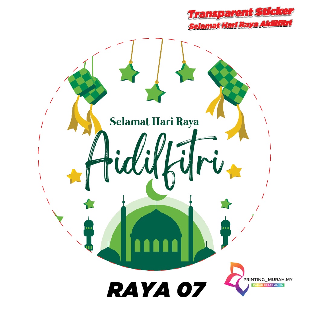 Sticker Hari Raya Aidilfitri Murah 2022 | 100pcs Transparent Sticker ...