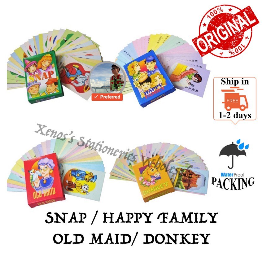 Snap, Old Maid, Donkey, Happy Family Traditional Playing Card Game ...