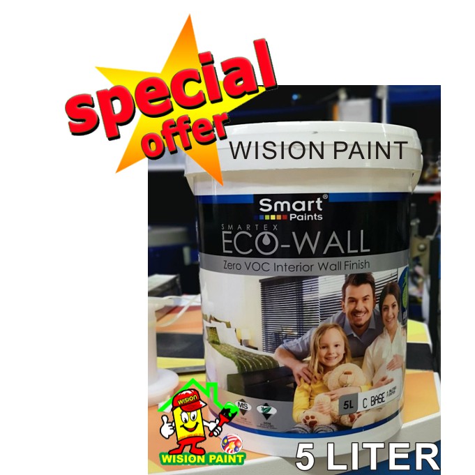 ( 5 LITER ) SMART PAINTS SMARTEX ( ECO-WALL ) 5L FOR INTERIOR | Shopee Malaysia