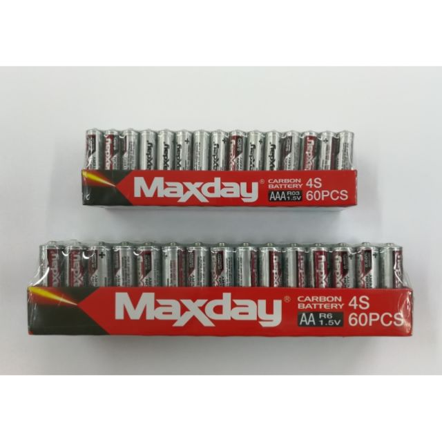 60pcs💯 Original Heavy Duty Maxday 1.5v AA or AAA Battery Carbon ...