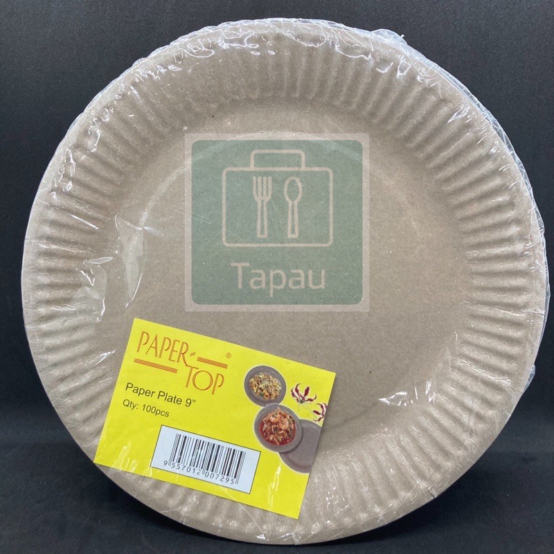 TAPAU - 9 inch Paper Plate ( 100pcs± ) MUDA Disposable Paper Plate ...