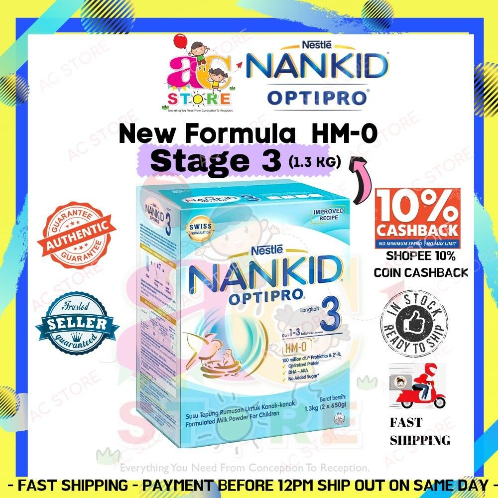 AC- NESTLE NANKID OPTIPRO STEP 3 / 4 MILK FORMULA>> ONE BOX 1.3KG ...