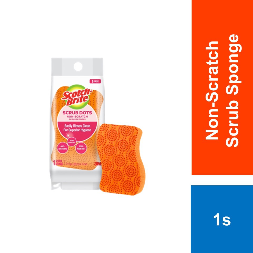 3M Scotch Brite Scrub Dots Non Scratch Antibacterial Scrub Sponge (S ...
