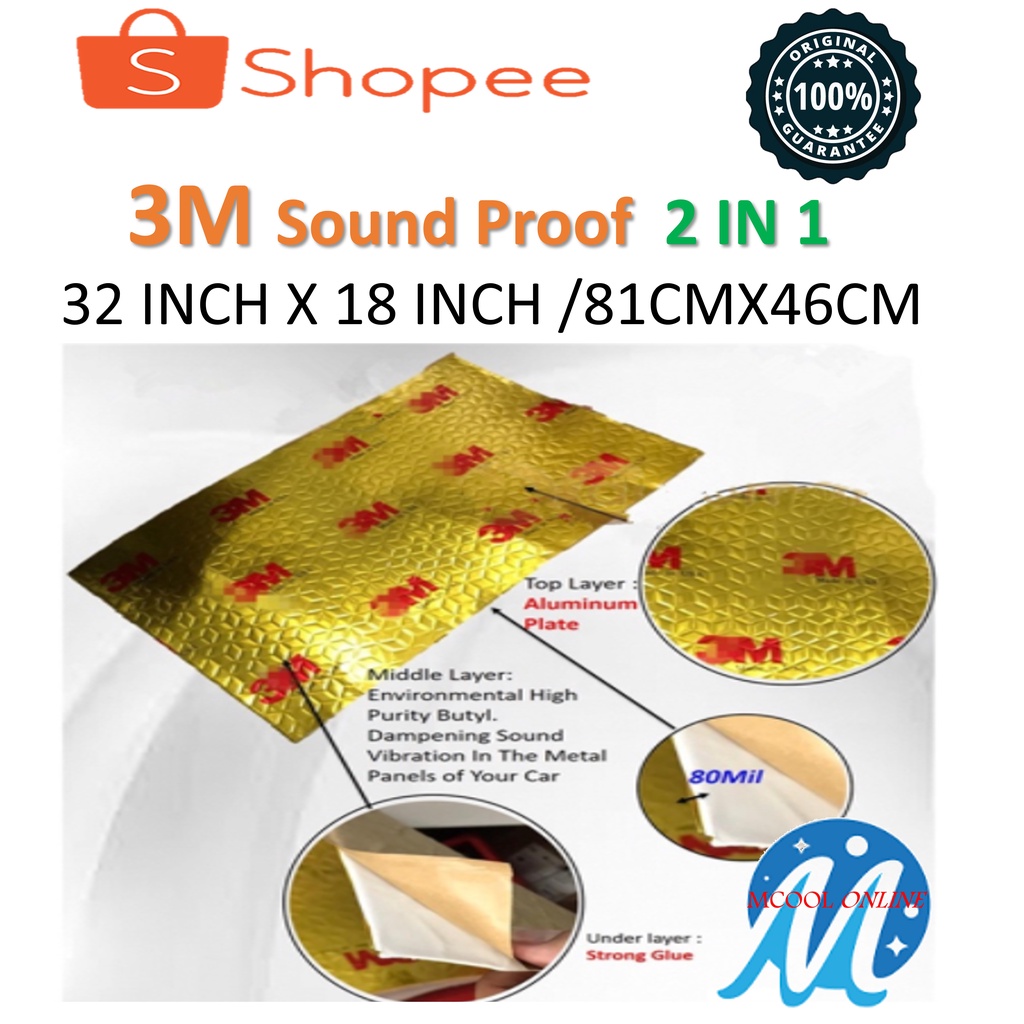 3M CAR SOUND PROOF HEAT INSULATION LAYER/SOUND DEADENING 80cmx51cm ...