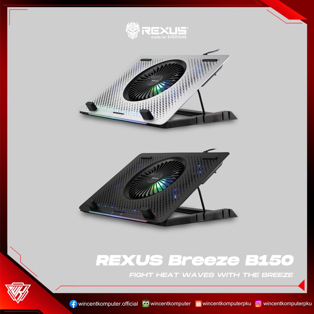Rexus Breeze B150/B-150 Cooling Pad/Coolingpad 5 Fan With RGB | Shopee ...