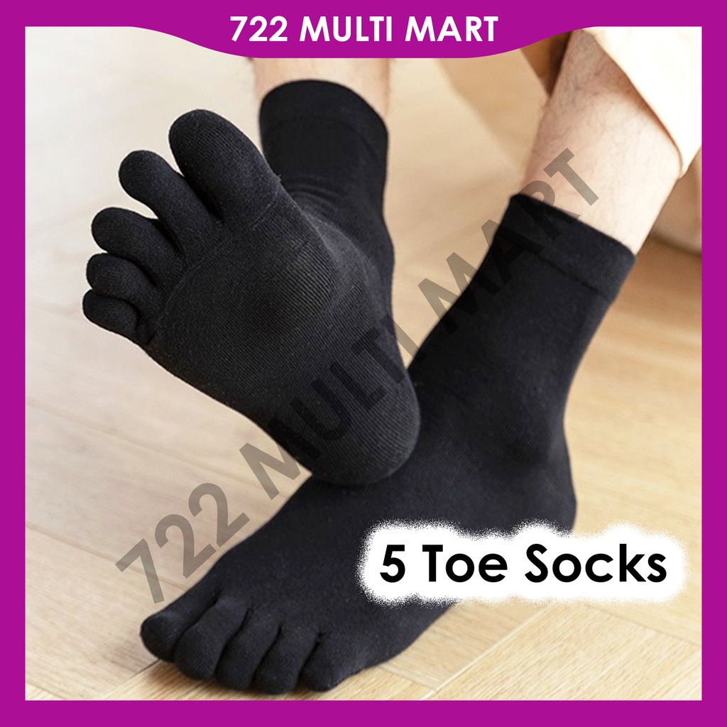 Unisex Five Toe Cotton Black Socks Five Toe Socks Sarung Kaki Berjari ...