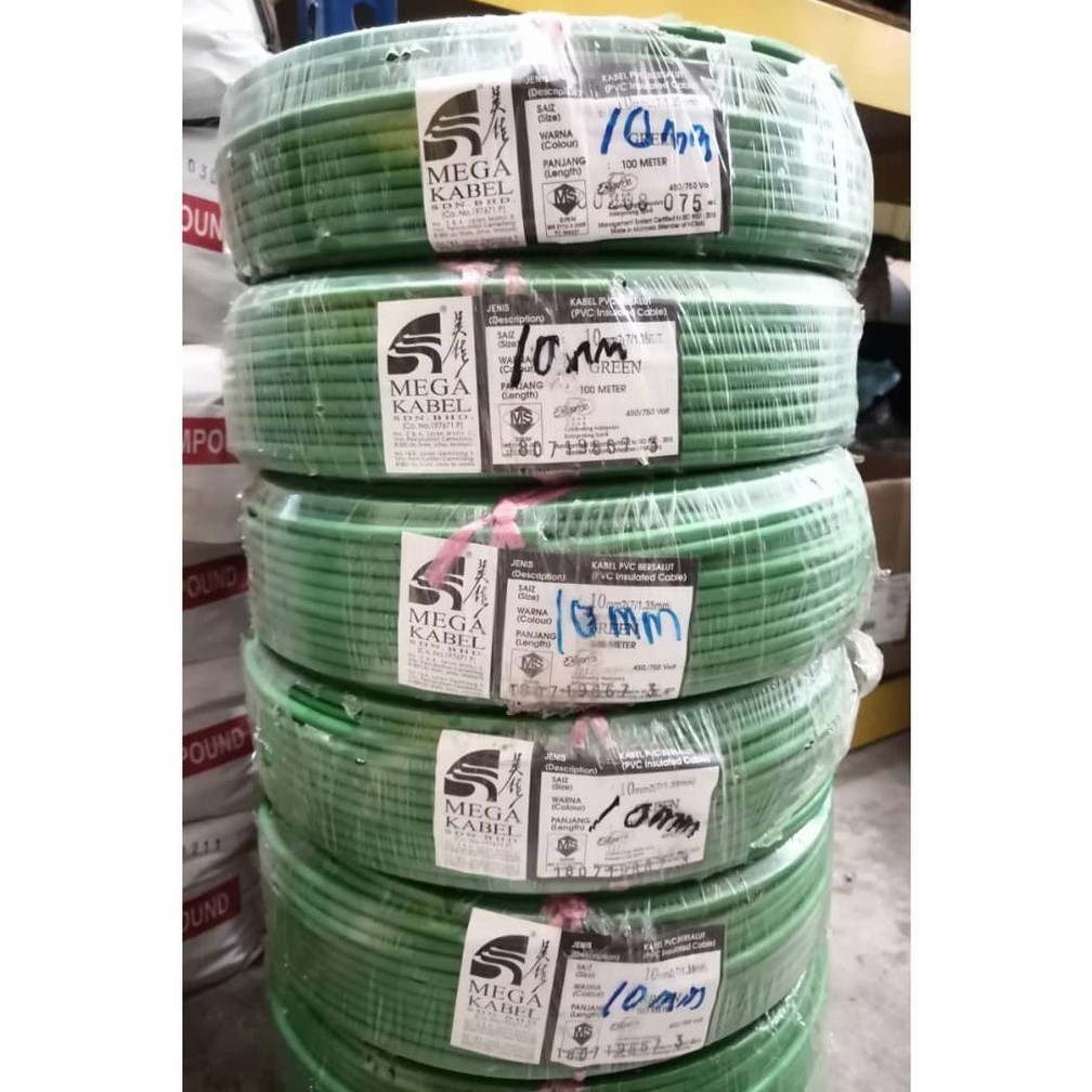 100% PURE COPPER + SIRIM + READY STOCK MEGA KABEL 10MM PVC Insulated ...