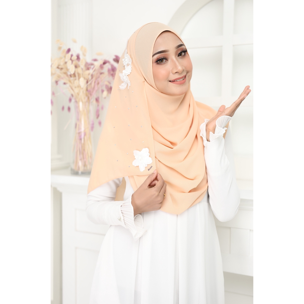 Exclusive Beige Tudung Muslimah Fashion Murasaki Shawl Instant 2loop ...