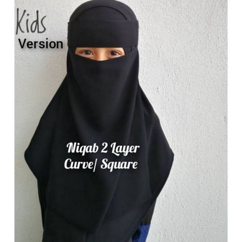 Purdah Niqab Budak/Kanak2/Kids 2 Layer Tali/getah | Shopee Malaysia