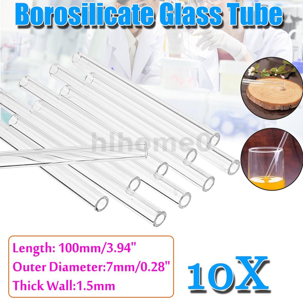 10Pcs 100mm OD 7mm 1.5mm Thick Wall Borosilicate Glass Blowing Tube ...