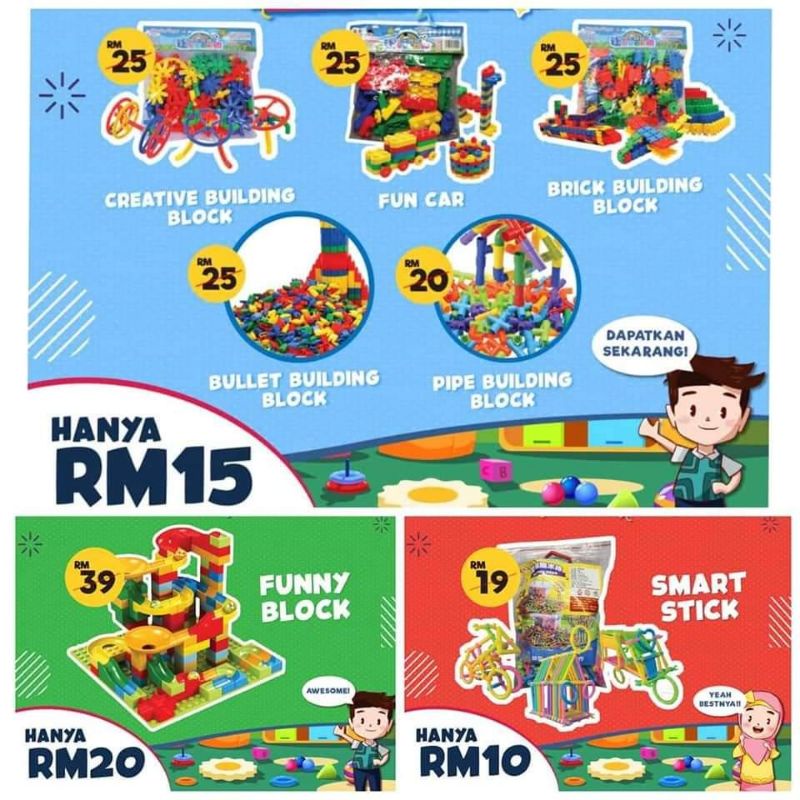 Mainan Cerdas Otak Pipe, Bullet, Brick Building Block, Fun Car,Smart ...