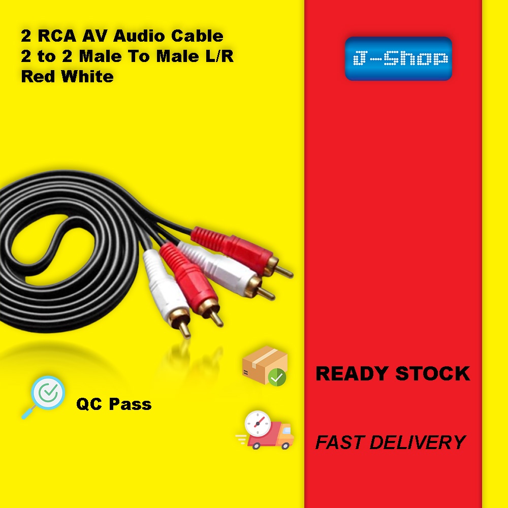 2 RCA AV Audio Cable 2 to 2 Male To Male L/R Red White for Computer DVD ...
