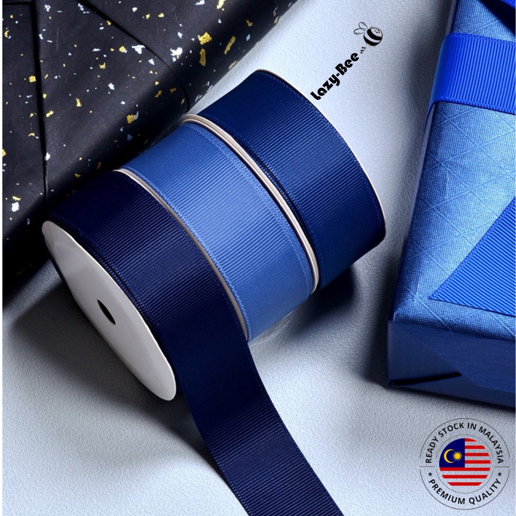 LAZY BEE 5 meter Navy Blue Royal Batik Blue Grosgrain Ribbon Reben Door ...