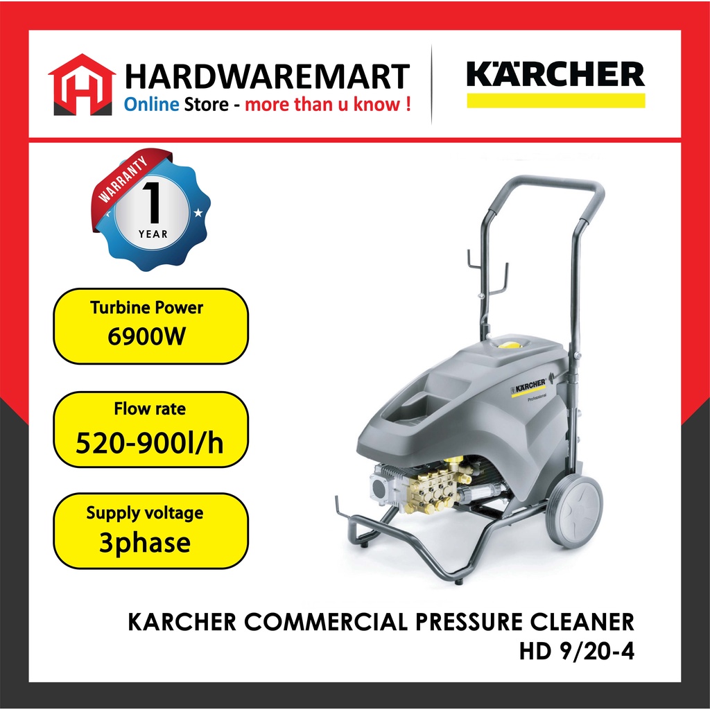 KARCHER HD9/20-4 COMMERCIAL PRESSURE CLEANER (6900W/240BAR/415V ...
