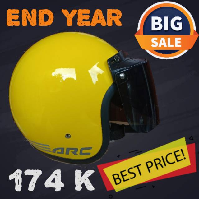 Yellow Glossy Arc Helmet / Bogo / Retro / Sni Helmet | (BISA COD) HELM ...