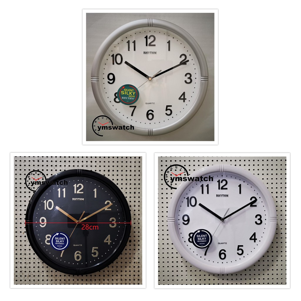 Rhythm Wall Clock CMG434 Silent Sliky Jam Dinding | Shopee Malaysia