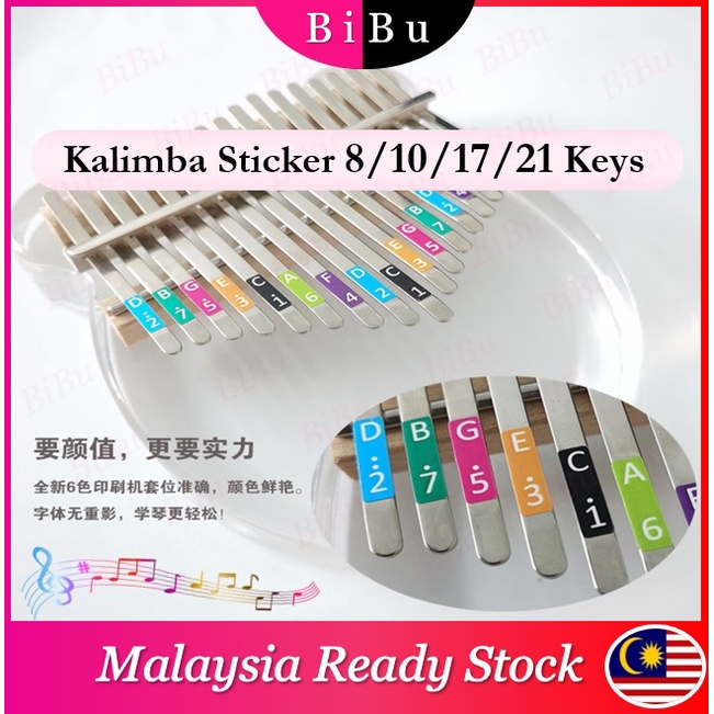 Kalimba sticker 8/10/17/21 Keys Notes Stickers Thumb Piano Sticker Cute ...