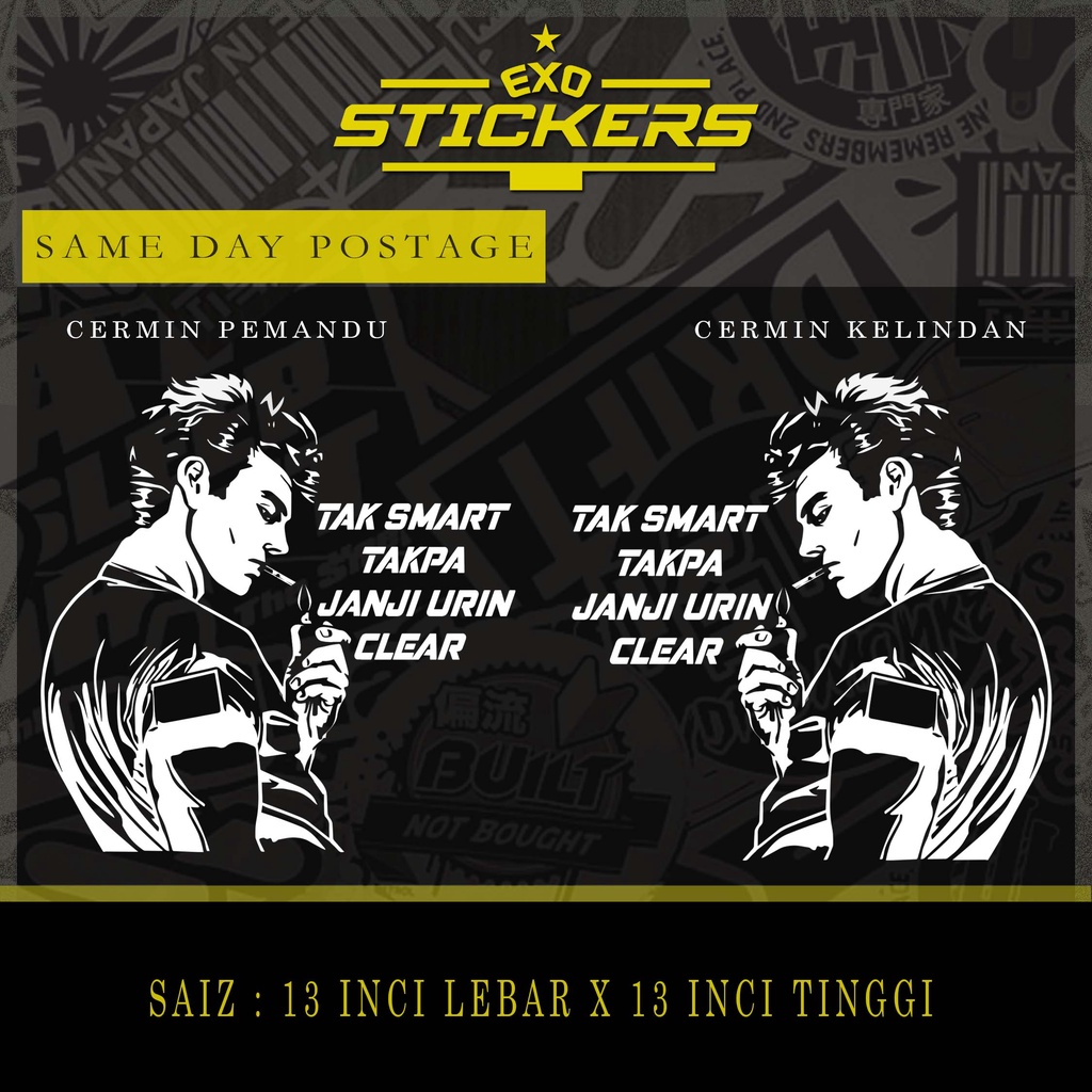 Sticker Lelaki Tak Smart Takpa Janji Urin Clear Cermin Lori/Van/Kereta ...
