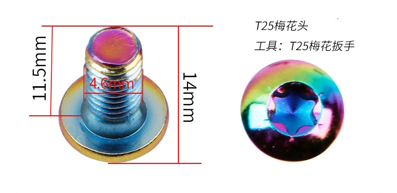 IKIA 12pcs T25 Titanium Electroplated Bolts Basikal Rainbow Screw ...
