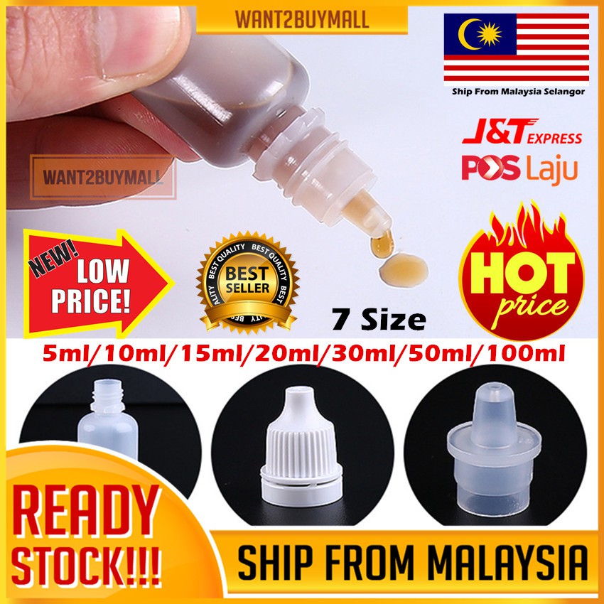 🇲🇾 🏆Hot Selling🔥 5/10/15/20/30/50/100ml Anti Leak Squeezable Test Eye ...