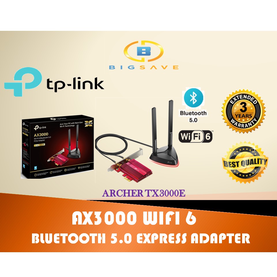 TP-LINK ARCHER TX3000E AX3000 WIFI 6 & BLUETOOTH 5.0 PCI EXPRESS ...