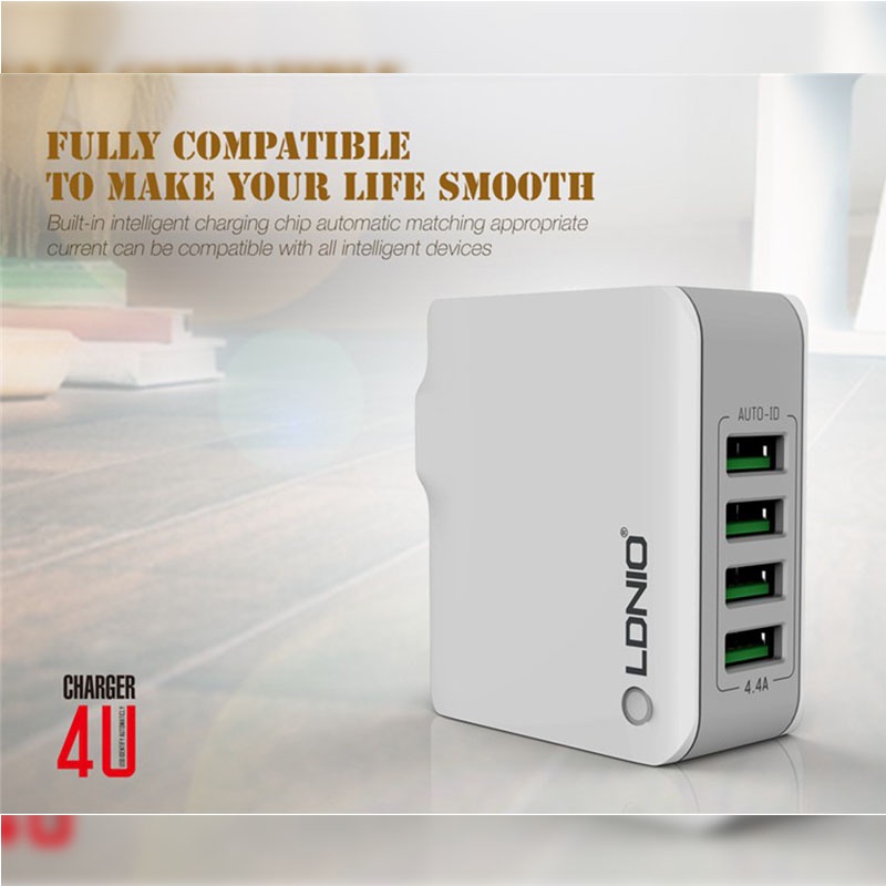 LDNIO A4403 4-Port USB Charger 4.4A Fast Charging I Intelligent ...