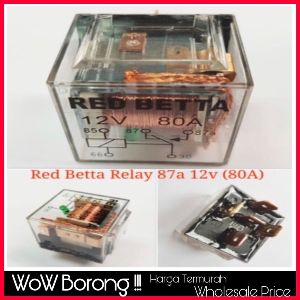Car 12v 87A 5pin Relay / Control Device RED BETTA RELAY 87a (80A ...