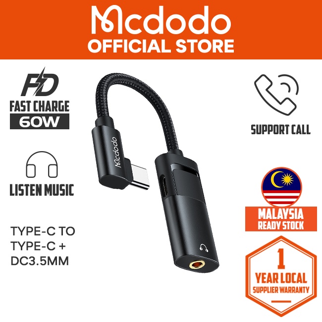 MCDODO CA188 Type-C To Type-C And DC3.5MM Cable (60W PD) | Shopee Malaysia
