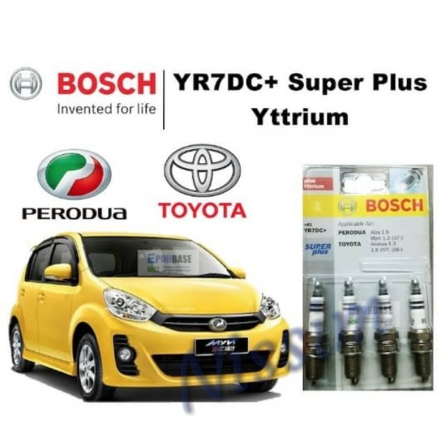 Spark Plug Myvi 07",Alza,Avanza vvti 1.3/1.5 06" (Bosch)(YR7DC)(1set4pc ...