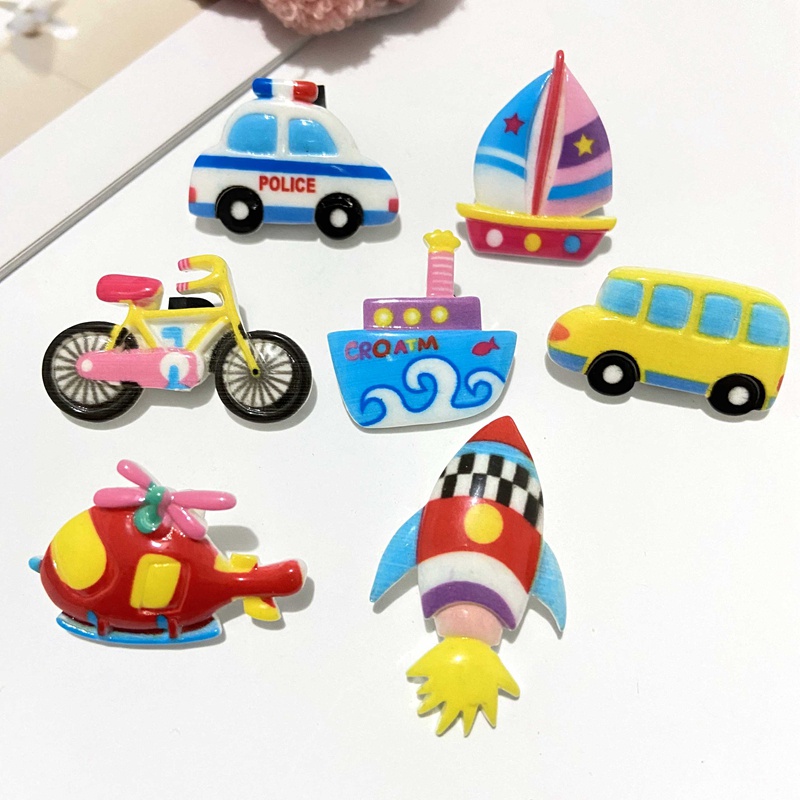 10Pcs Mixed Vehicle Ship Bicycle Rocket Helicopter School Bus Police ...