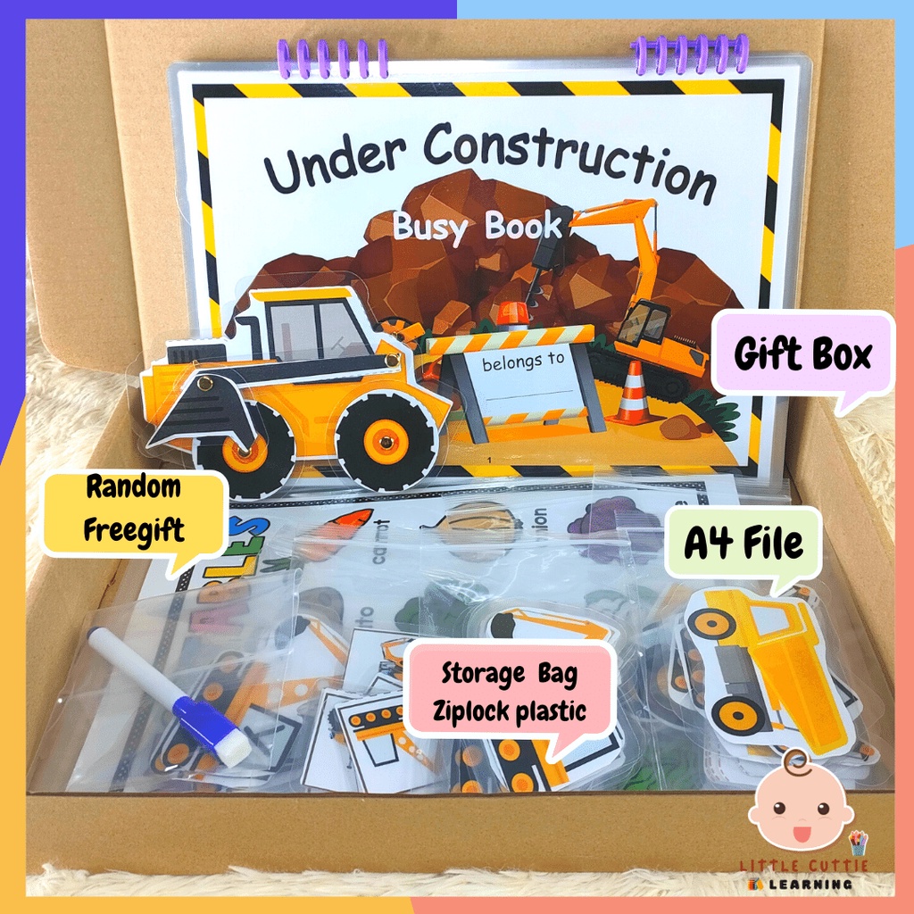 Construction Excavator Theme Montessori Kids Early Learning Buku ...