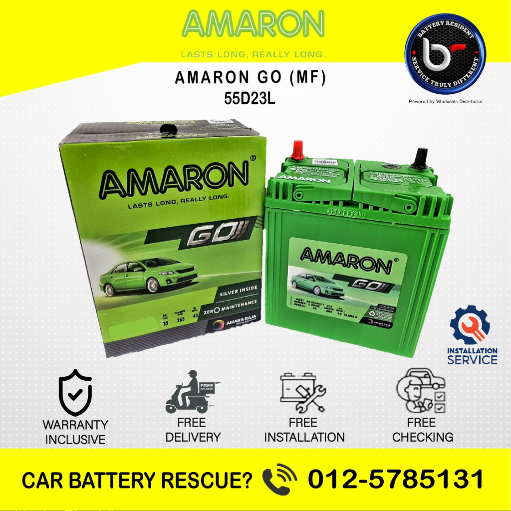 [ Installation Provide] 55D23L | D23 | D23L ] Amaron Go | Car battery ...