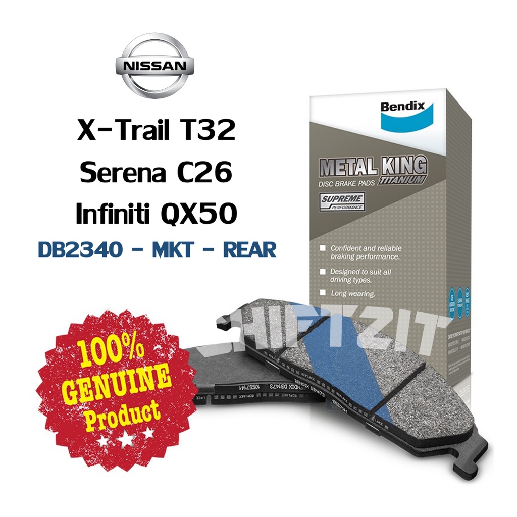 Original Bendix DB2340MKT Rear Brake Pad- Nissan X-Trail T32/ Serena C26/ Infiniti QX50 | Shopee ...