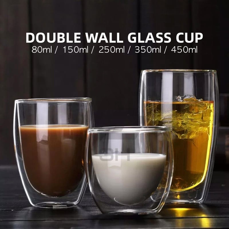 3H Coffee Double Borosilicate Wall and Double Layer Glass Cup / Mug ...