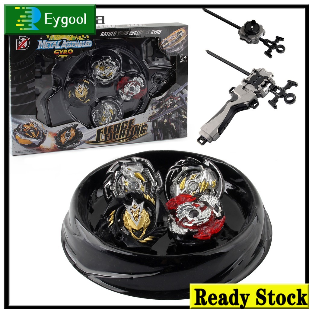 Eygool Shop Beyblade Burst 4 in 1 Set Arena With Handle Launcher Beybalde Kid's Beyblade Toys ...